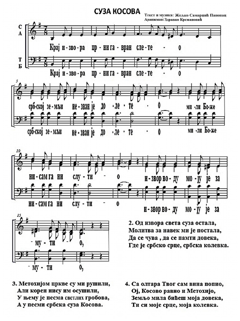 Suza Kosova Zdravko Krsmanovic Zeljko Panonac cetvoroglas | PDF