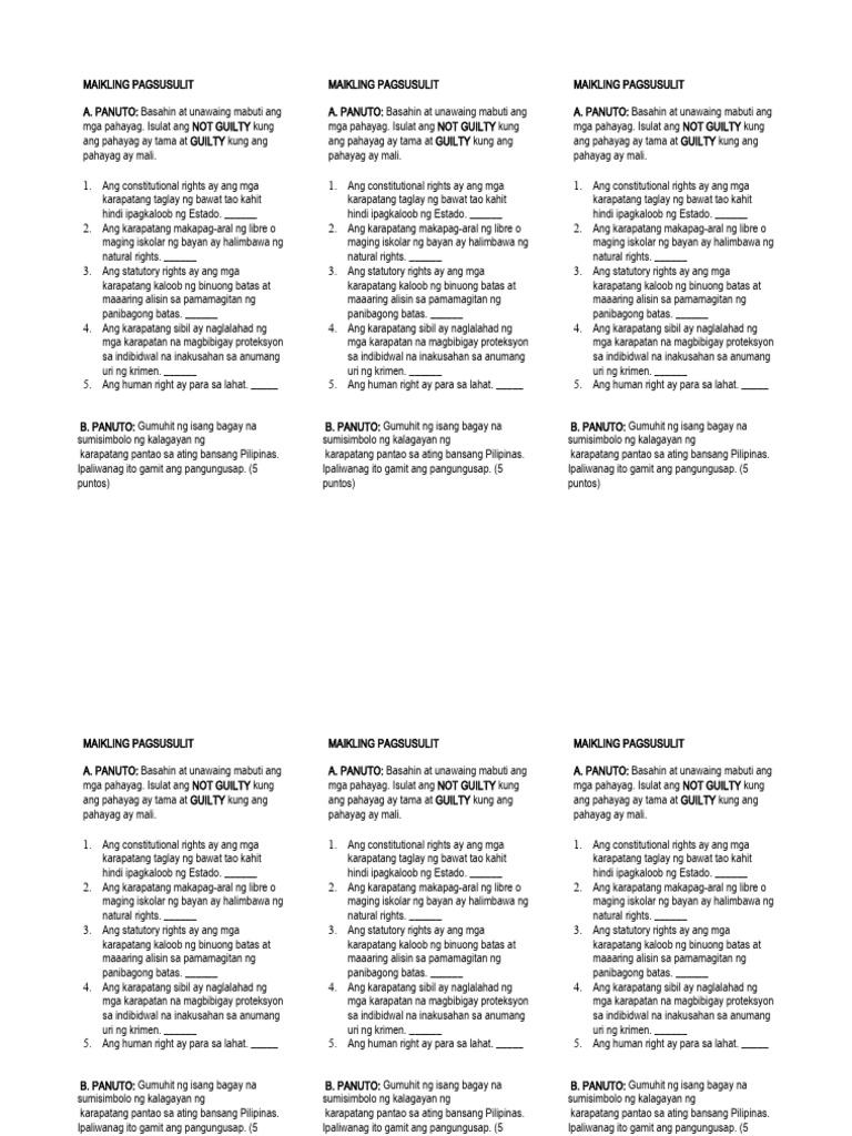 Maikling Pagsusulit | PDF