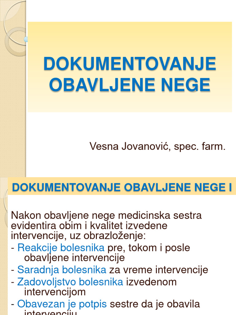 Zdravstvena Nega 2, Smer SMS, 1.4.20. Predavanje | PDF