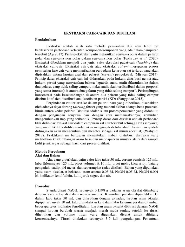 Ekstraksi Cair Cair 1 | PDF