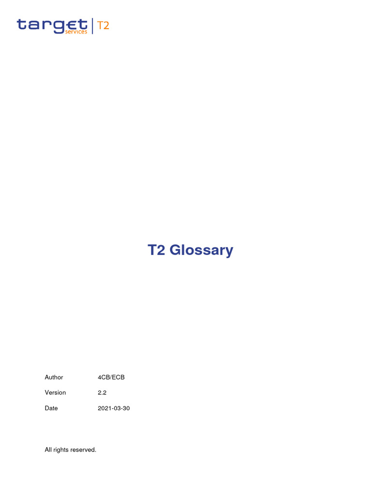 2021-04-01 t2 Glossary v2-2 | PDF | Clearing (Finance) | Payment System