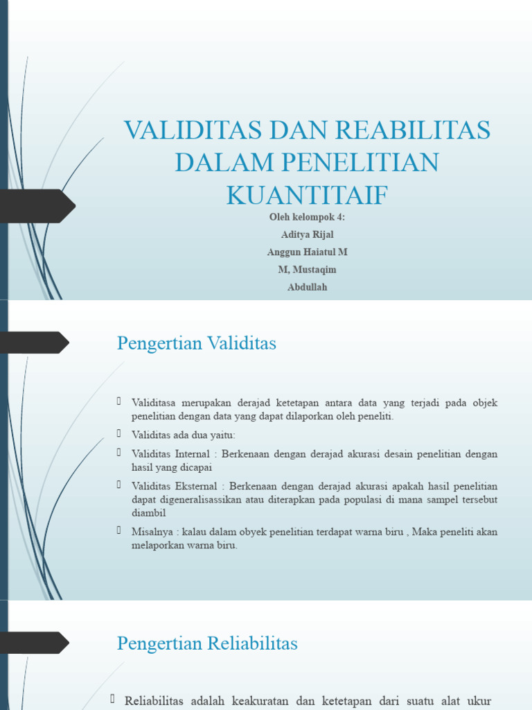 Validitas Dan Reabilitas Dalam Penelitian Kuantitaif | PDF
