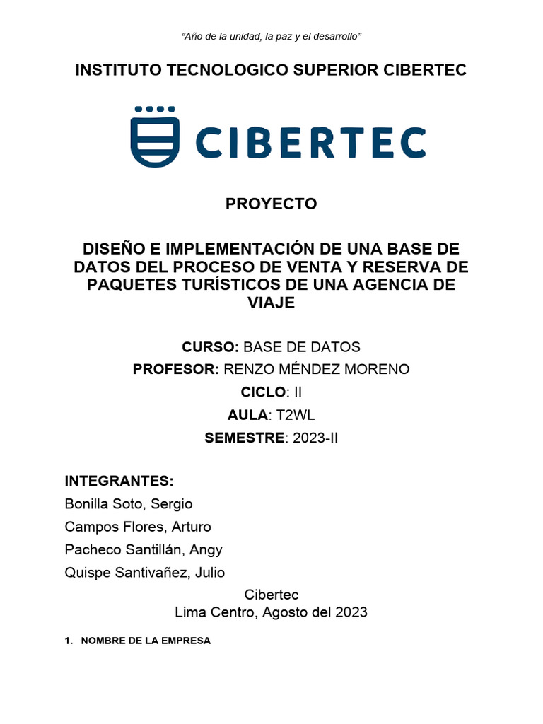 Proyecto-Base de datos Demo grupo | PDF | Turismo | Hotel