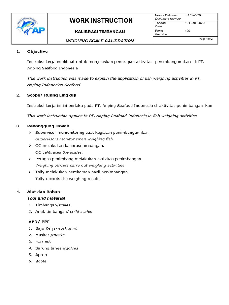 WI Weighing Scale Calibration | PDF