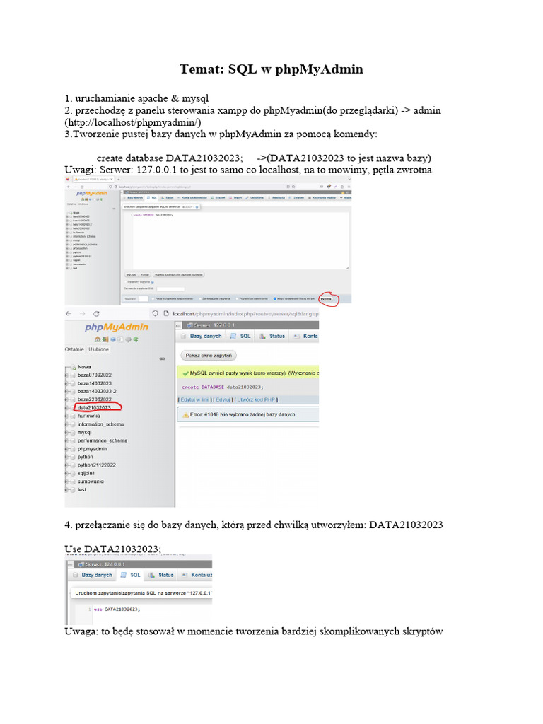 Temat SQL PHPMYADMIN | PDF