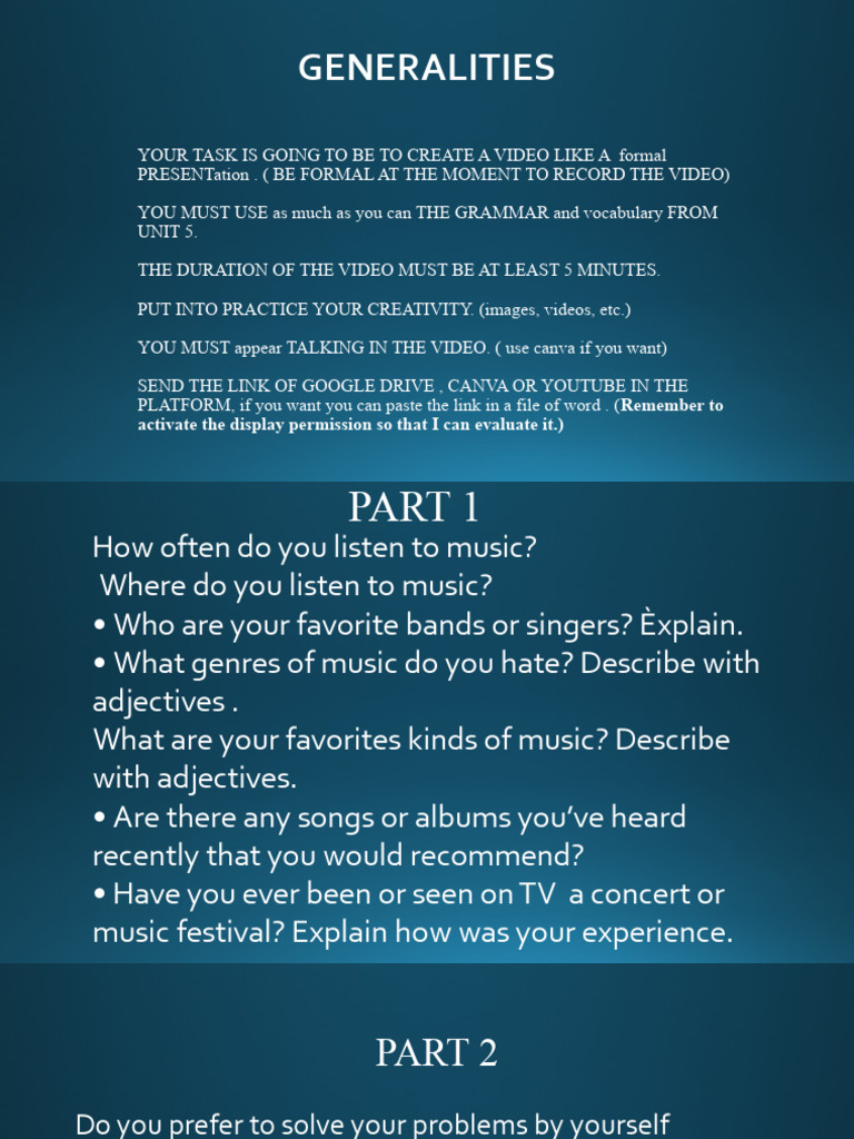 Video Presentation Guidelines Pdf Art