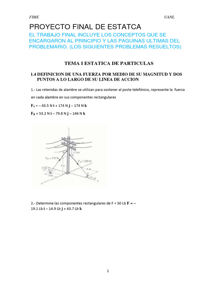 Proyecto Final de Estatica | PDF | Braguero | Fuerza