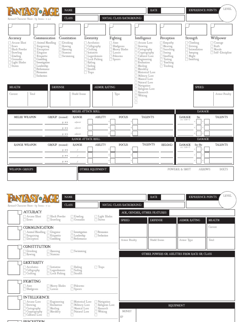 Fa Charactersheet 2019 | PDF