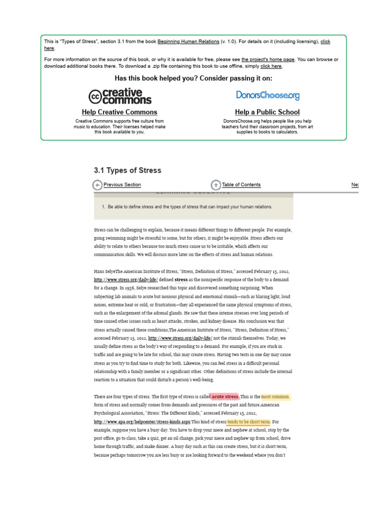 Types of Stress | PDF | Stress (Biology) | Psychological Trauma