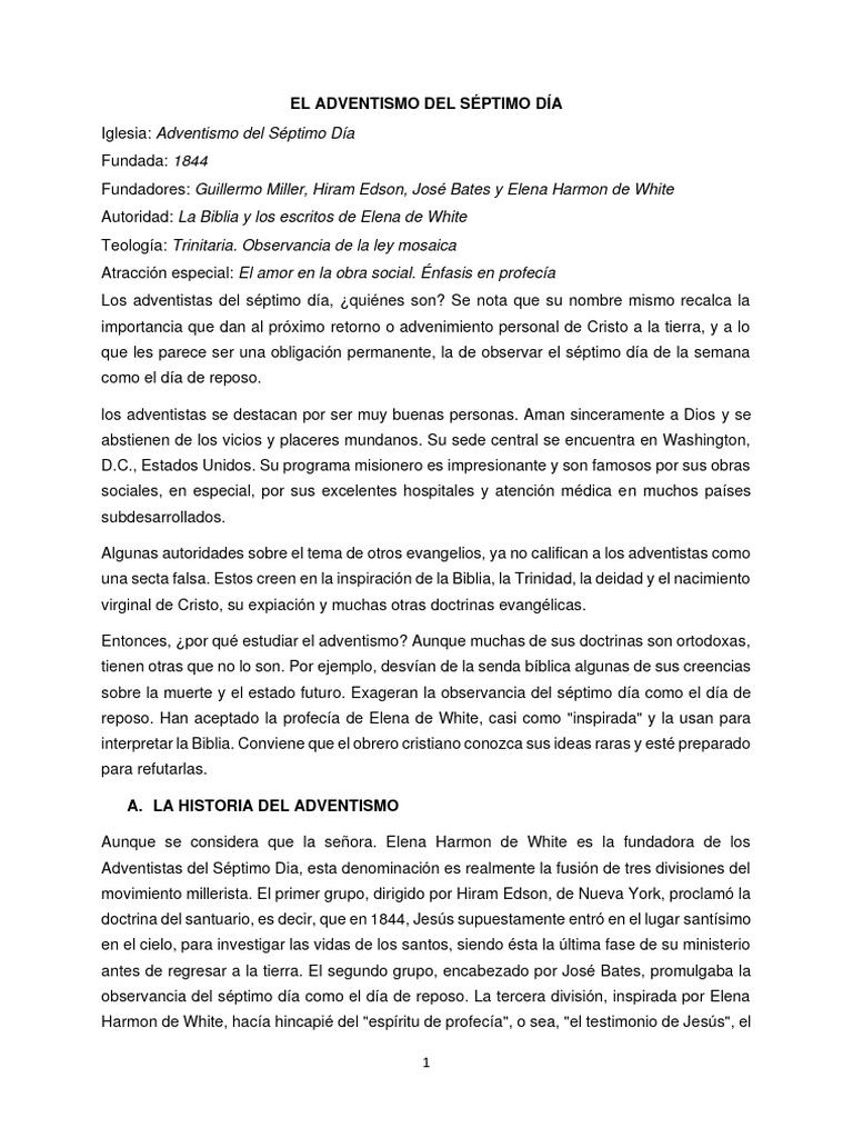 El Adventismo Del Séptimo Día | PDF | Iglesia Adventista del Séptimo ...