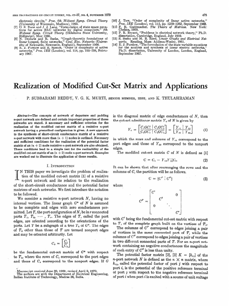 Cut Set Matrix | PDF | Matrix (Mathematics) | Graph Theory