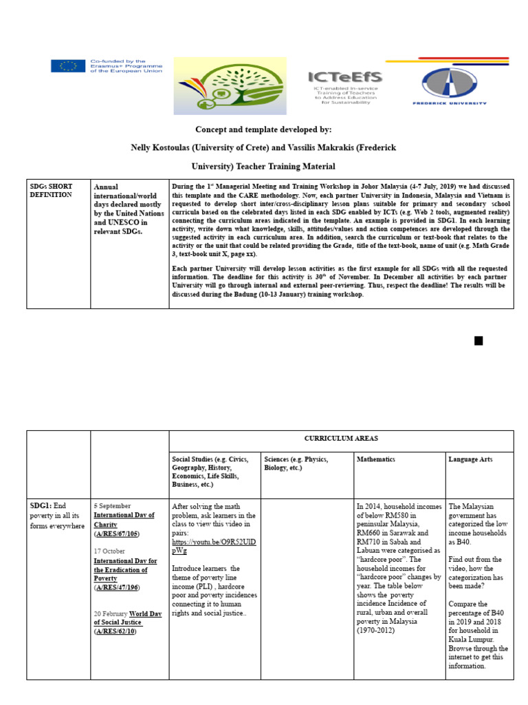 UTM - INTEGRATING SDGs WITH UN WORLD DAYS ACROSS THE CURRICULUM | PDF ...
