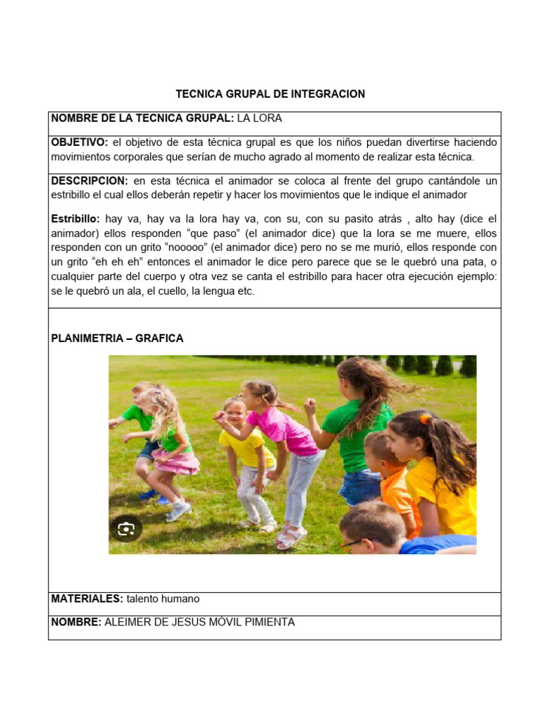 Tecnica Grupal La Lora | PDF