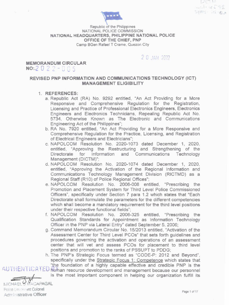 PNP MC 2022 005 | PDF