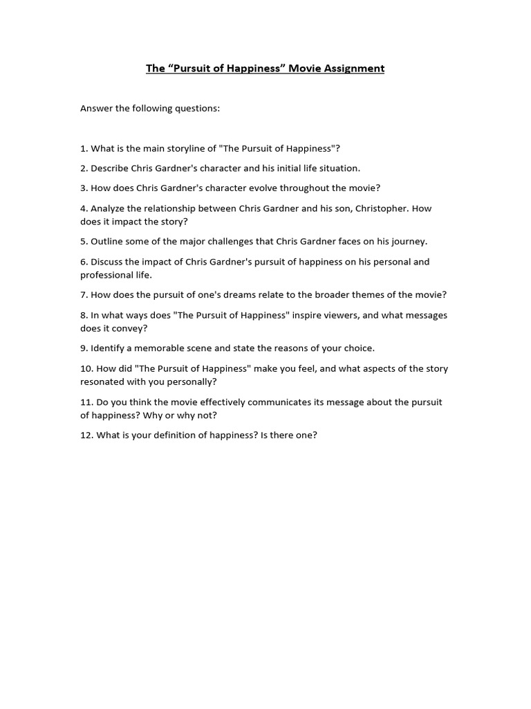The Pursuit of Happiness - Movie Assignment | PDF