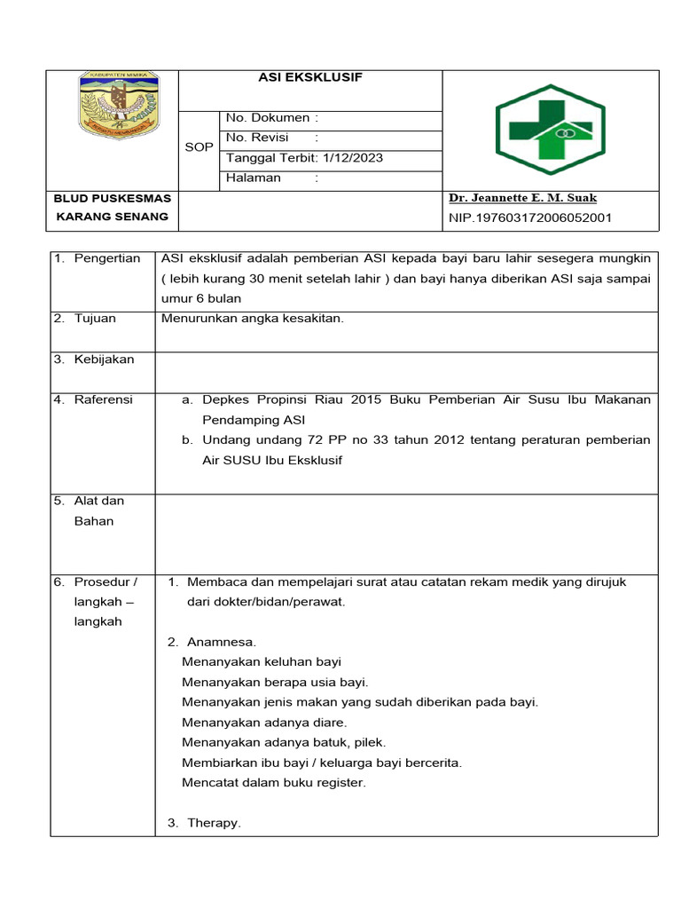Sop Asi Eksklusif | PDF