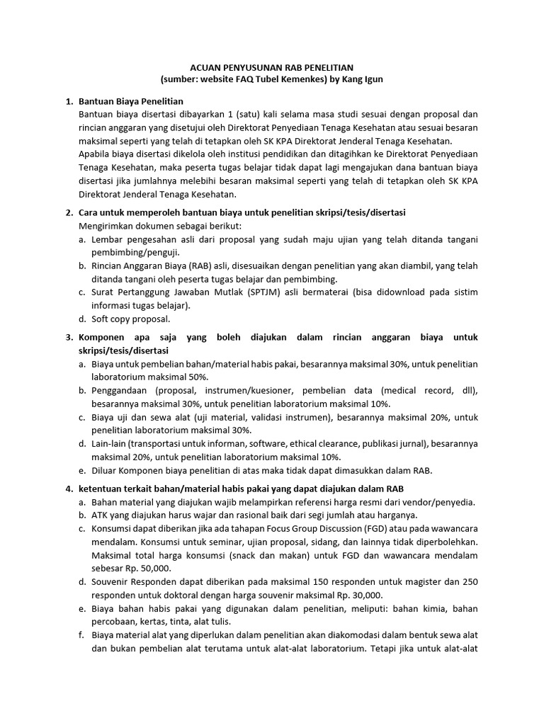 Acuan Penyusunan Rab Penelitian | PDF | Teknologi & Rekayasa