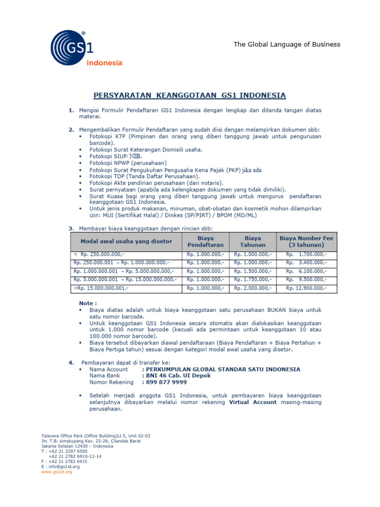 Persyaratan Keanggotaan GS1 | PDF | Pengelolaan Keuangan & Uang | Hukum