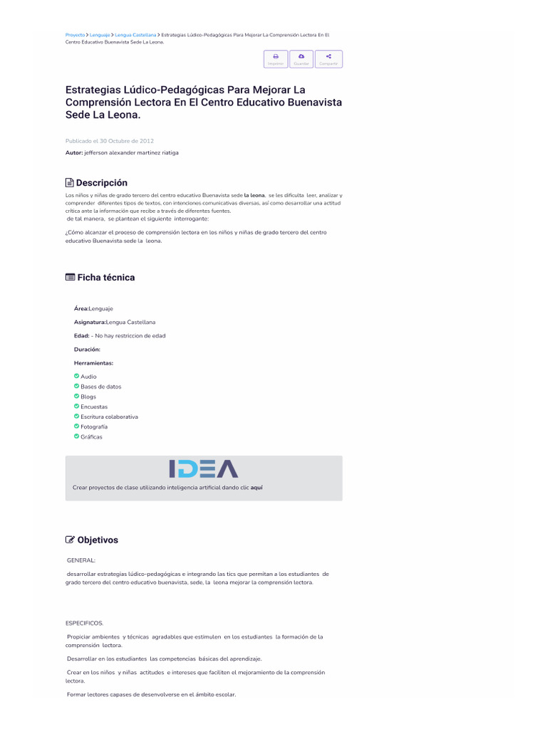 Estrategias Lúdico-Pedagógicas para Mejorar La Comprensión Lectora en El Centro Educativo ...