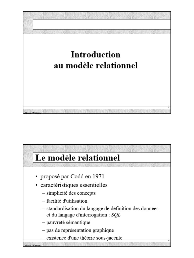 04.introd. Au Modele Relationnel | PDF | Modèle relationnel | Informatique