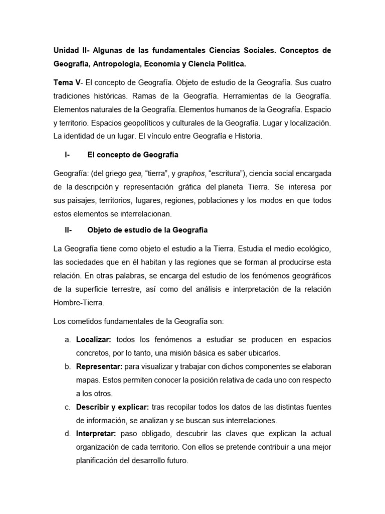 Clase 5-Tema 5 - El Concepto de Geografía. Objeto de Estudio de La Geografía. | PDF | Geografía ...