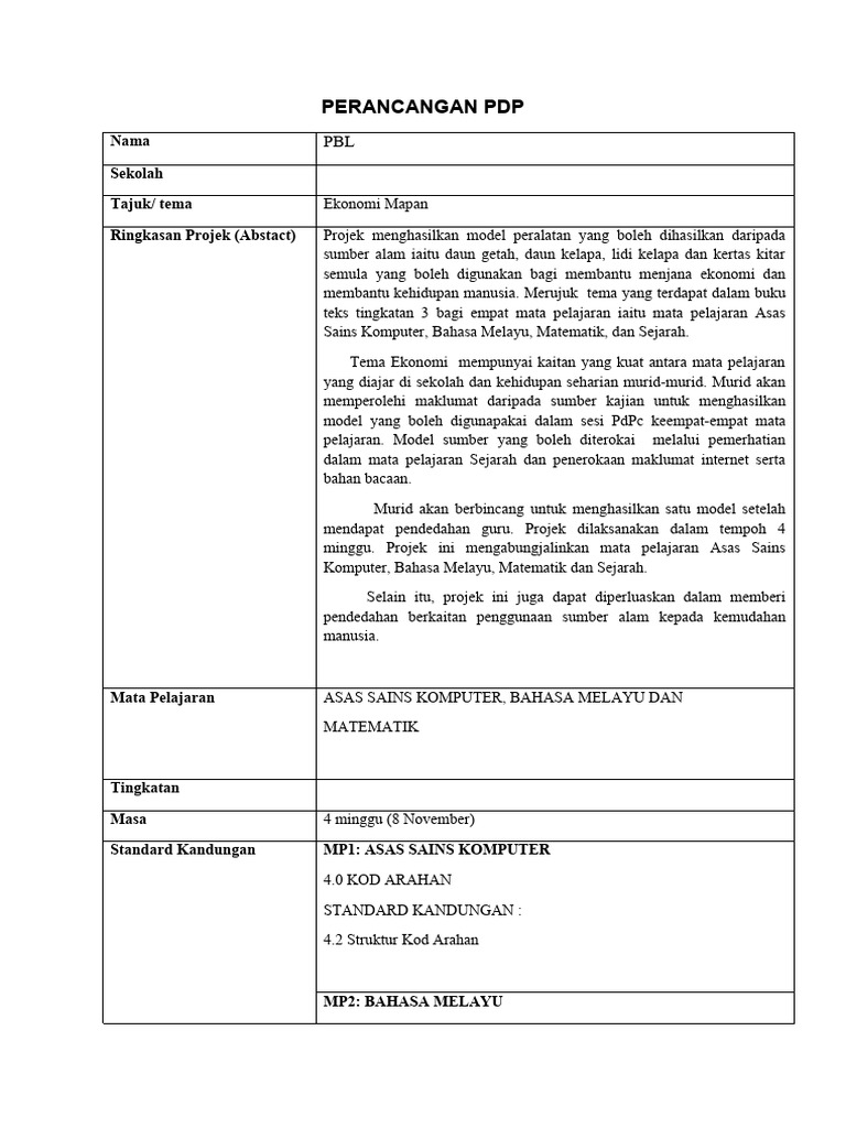 Perancangan PBL Dalam PDPC | PDF