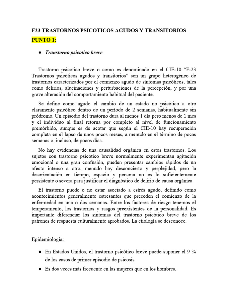 TEMA 4. PSICOSIS AGUDA | PDF