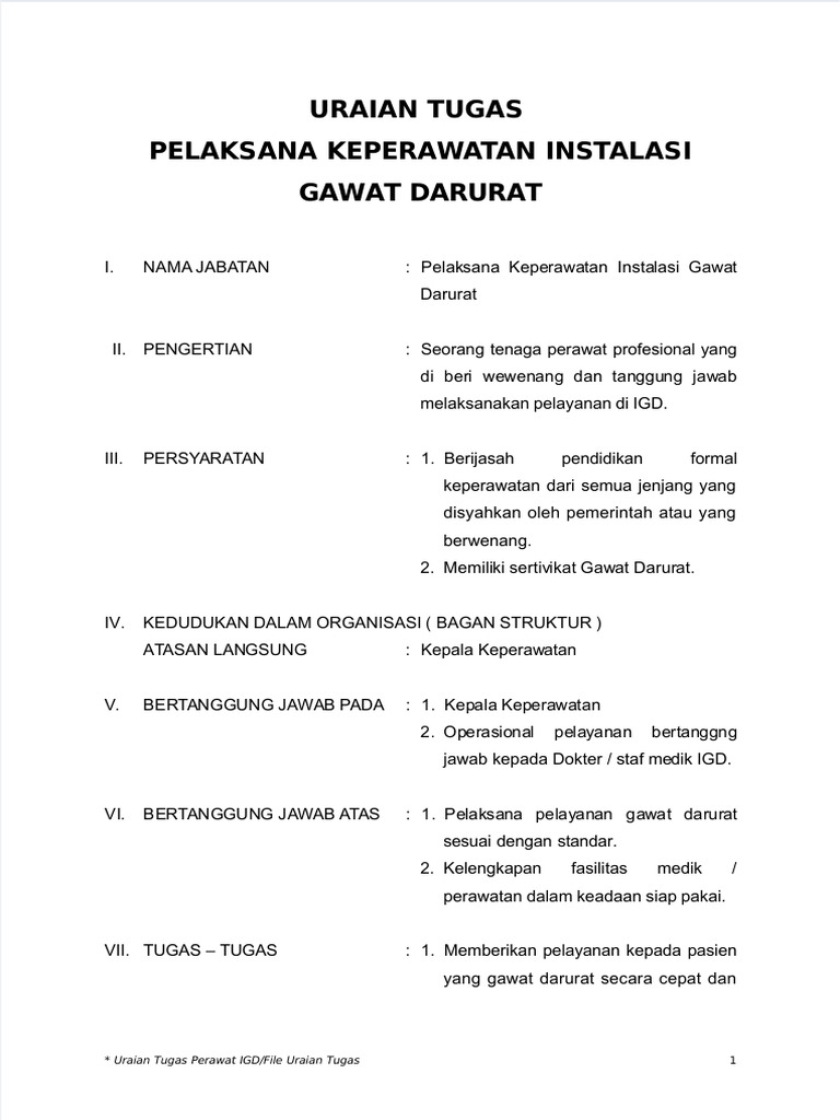 Pdfslide - Tips - Uraian Tugas Perawat Igd | PDF