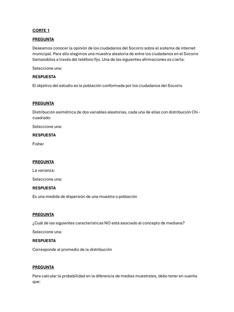 Recopilacion de Preguntas Sobre Estadistica | PDF