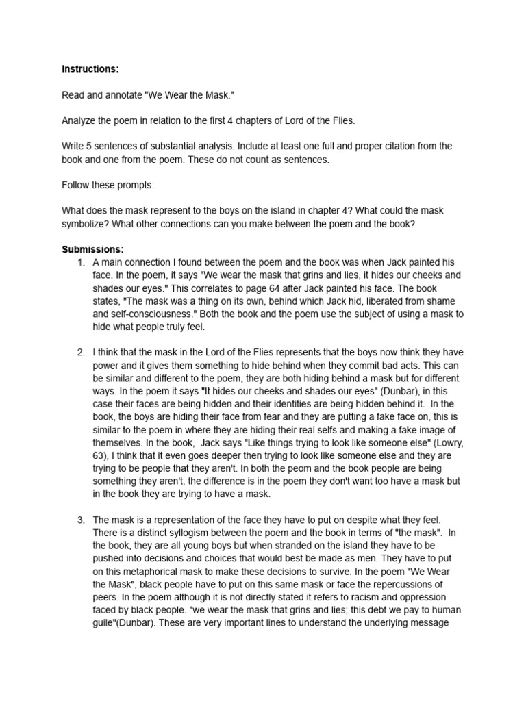 We Wear The Mask 1 | PDF | Mask | Shame