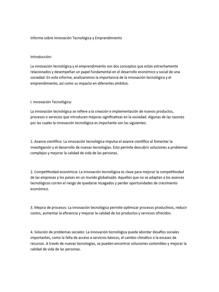 Informacion para Informe 1 Electiva 2 | Descargar gratis PDF | Iniciativa empresarial | Innovación
