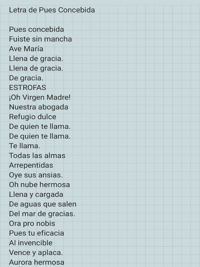 Pues Concebida - Letra | PDF