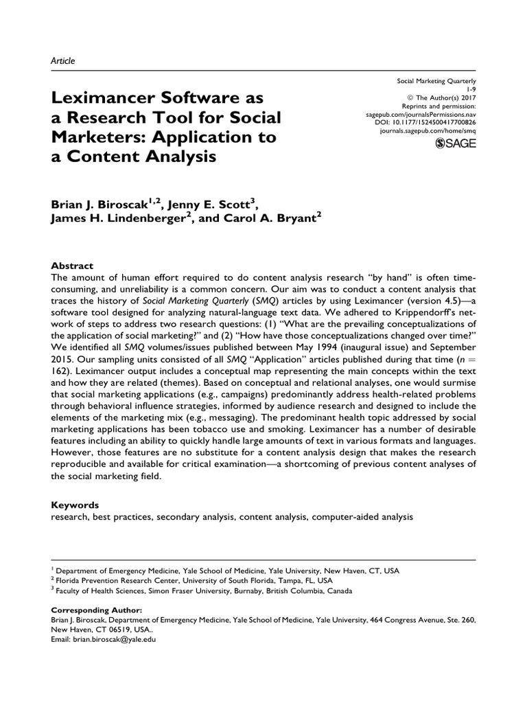 Leximancer Software As A Researchers Tool | PDF | Data Analysis | Analysis