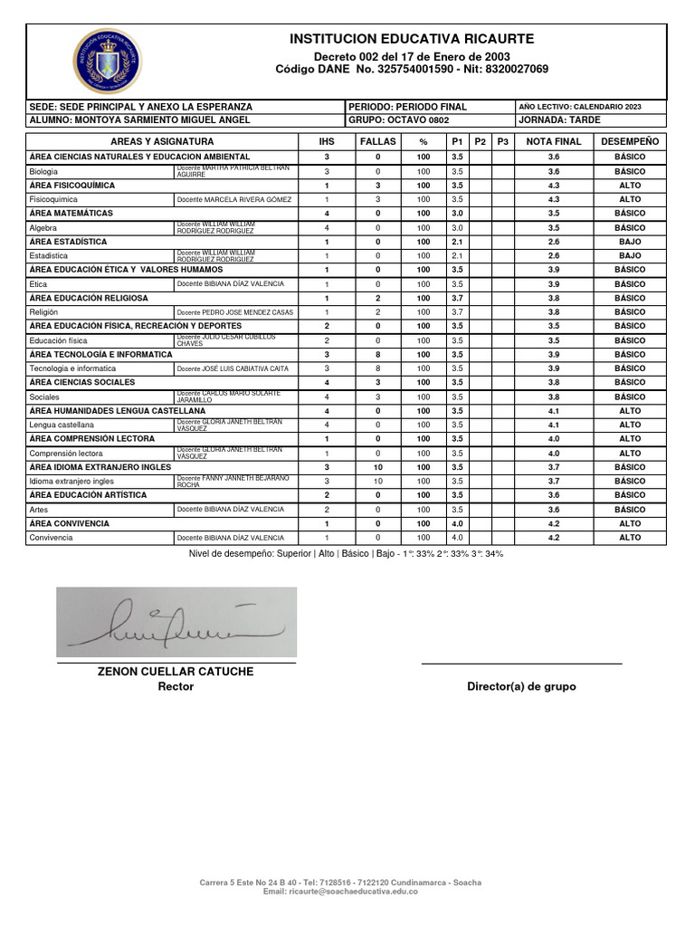 Boletín Notas Final | PDF
