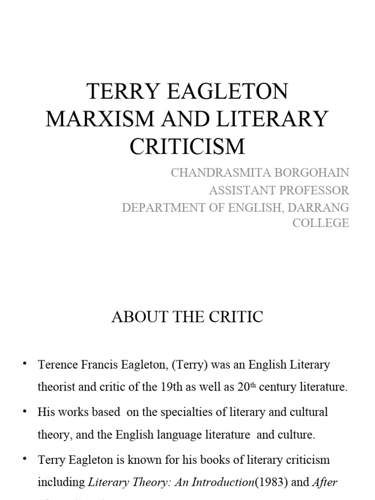 Eagleton's Marxism in Literary Criticism | PDF | Marxism | Karl Marx