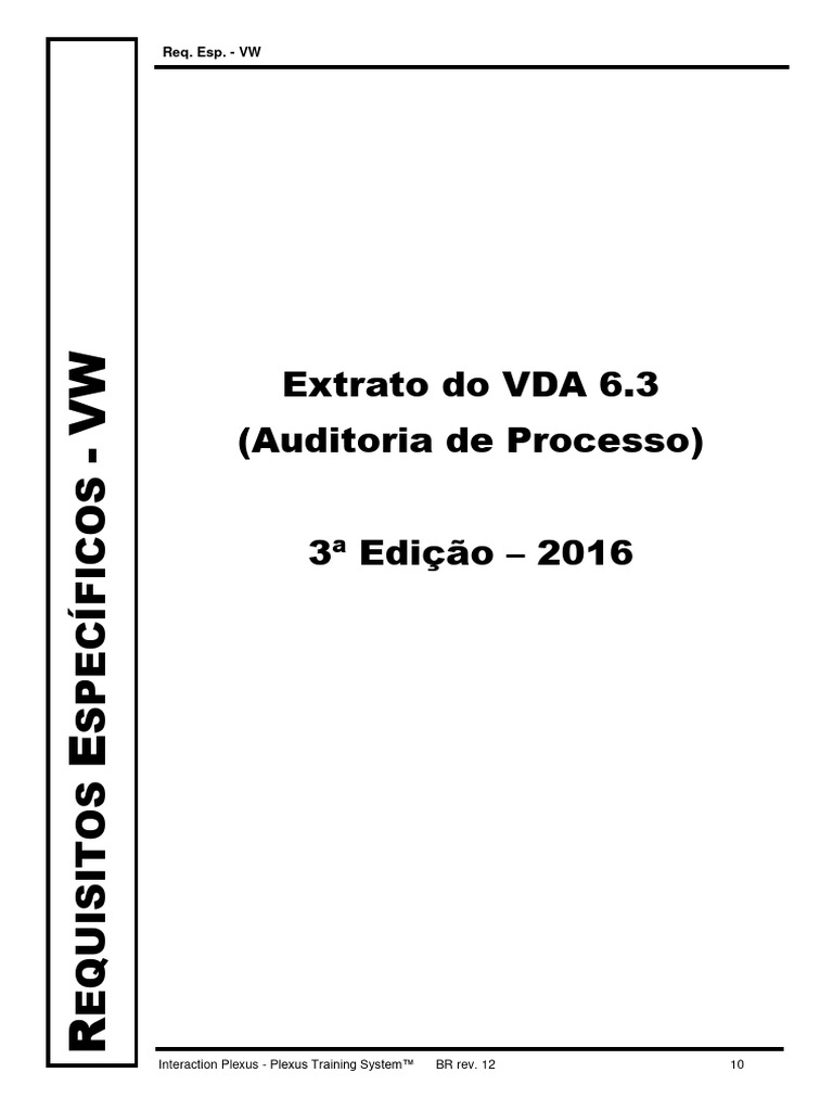 6 CSR VW Rev 12 - Norma Vda 6.3 | PDF | Qualidade (negócios) | Gestão ...