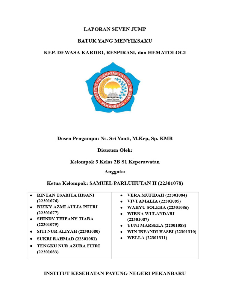 Laporan Seven Jump Case 3 (Askep TB Paru) - Kelompok 3 - Kelas 2b | PDF