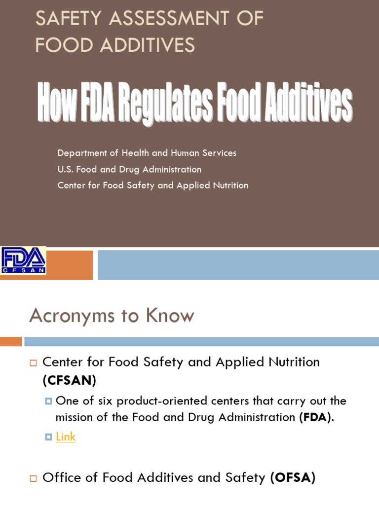 Food Additives Safety Assessment Guide | PDF | Federal Food | Food And ...