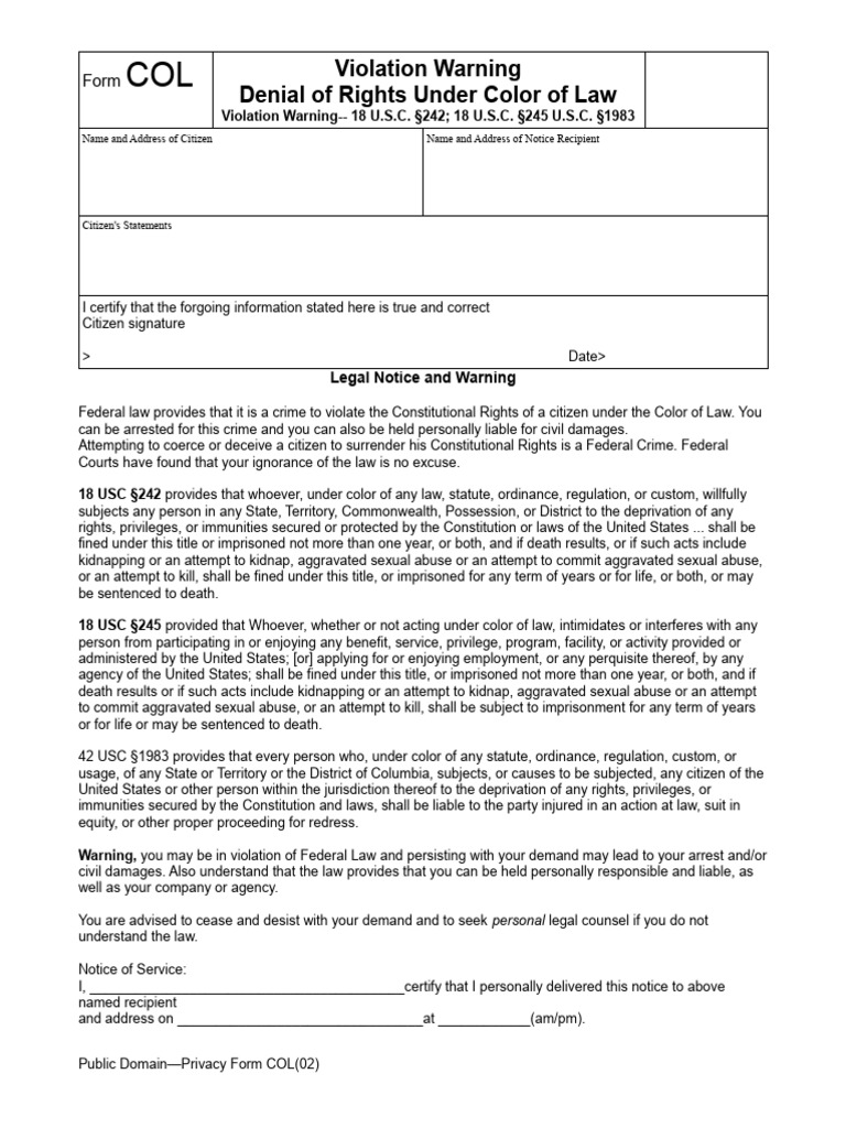 18 242 Denial of Rights Under Color of Law | PDF | United States Code ...