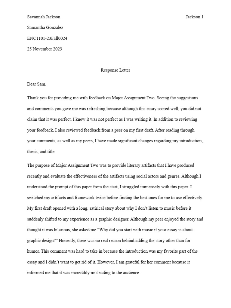 Response Letter Final | Download Free PDF | Essays | Genre