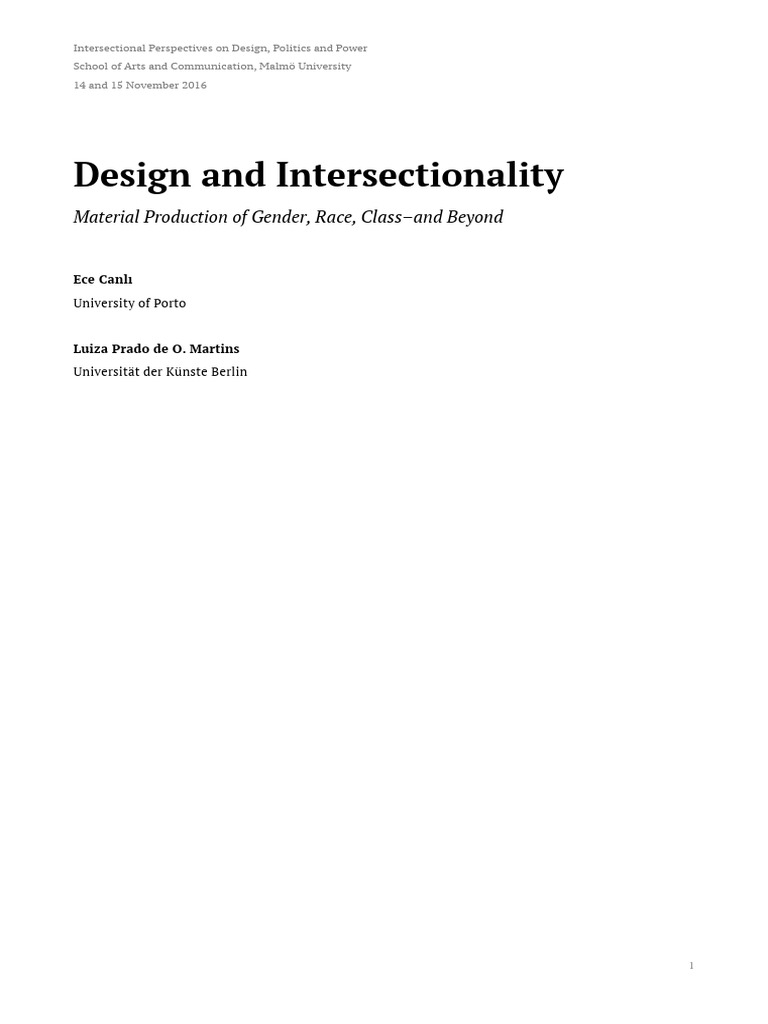 Canli Prado Design and Intersectionality | PDF | Intersectionality | Feminism