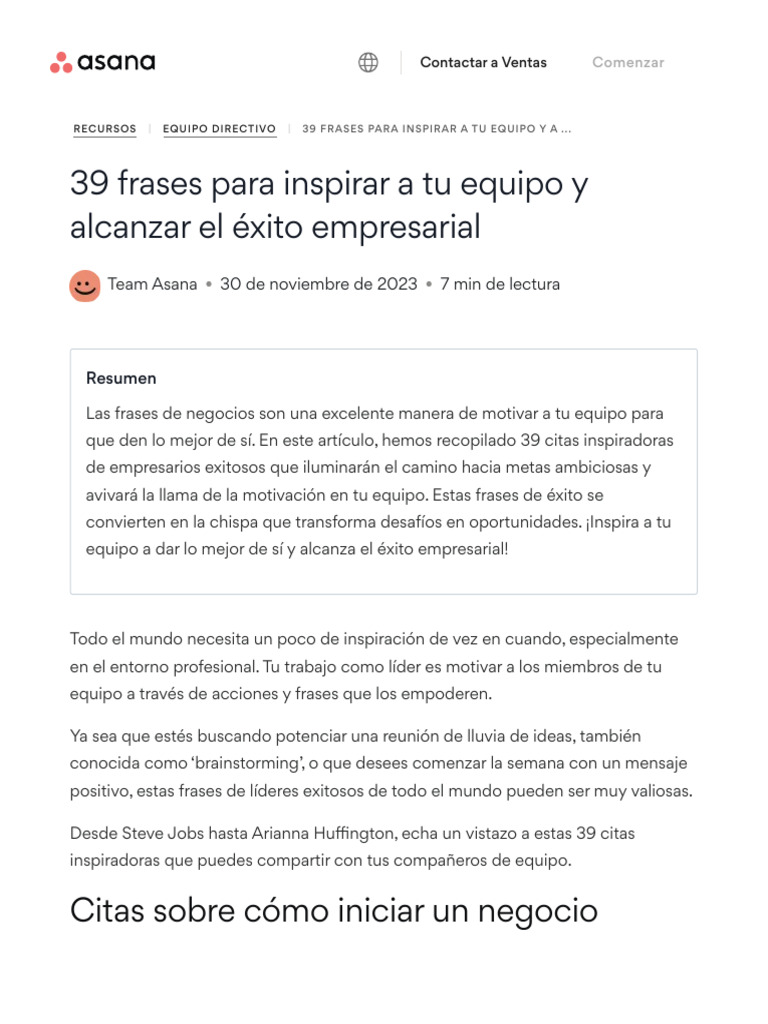 39 Frases para Inspirar el Éxito Empresarial | PDF | Motivación ...