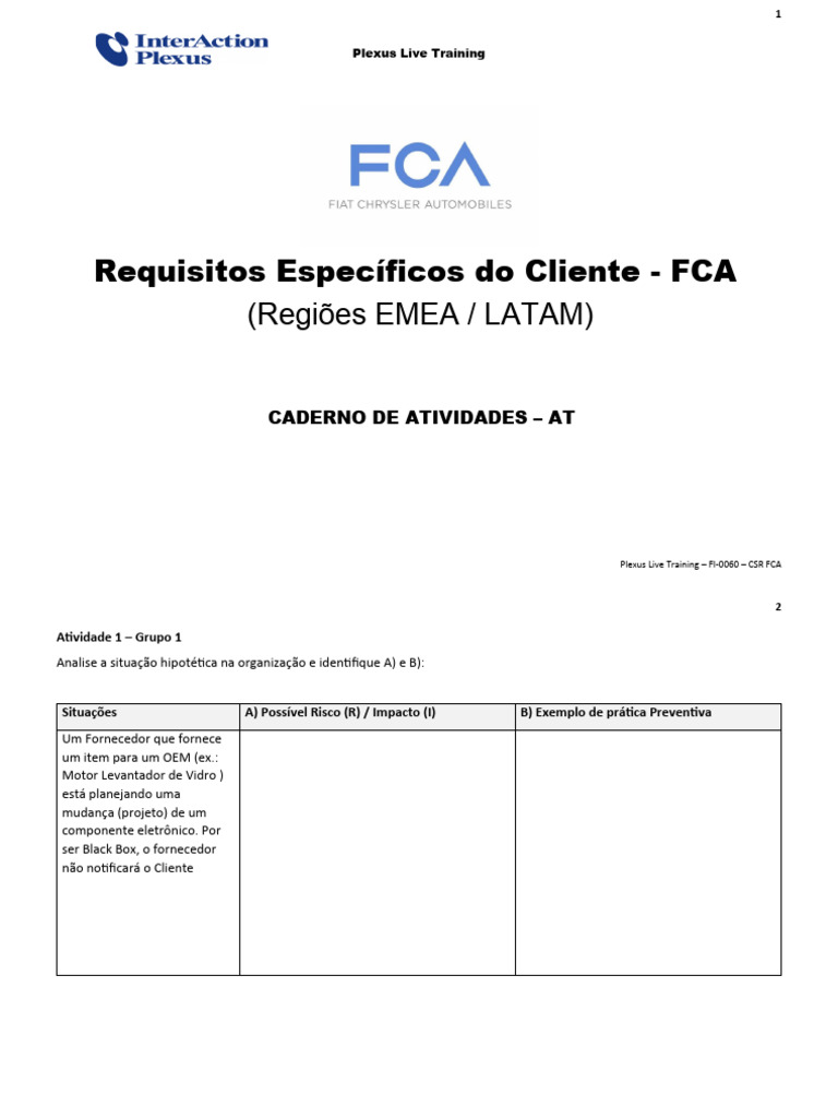 AT FI060 - CSR FCA LATAM 2021 Rev02 | PDF | ISO 9000 | Qualidade (negócios)