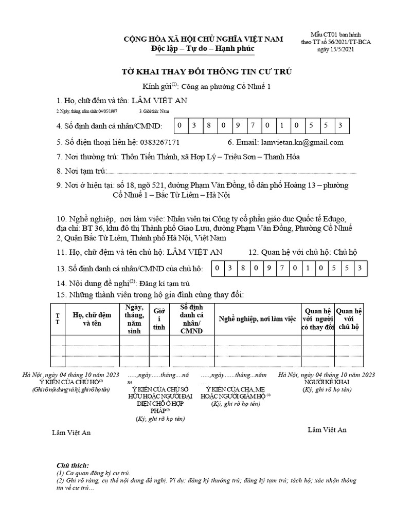 Mẫu Ct01 - Copy | PDF