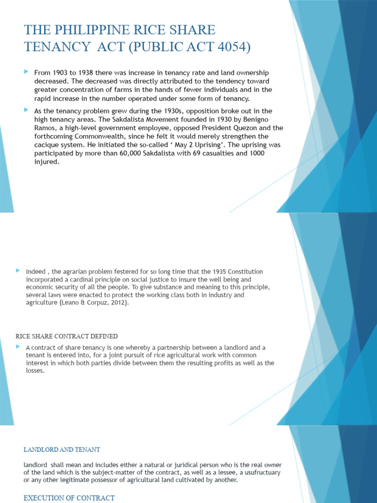 Philippine Rice Share Tenancy Act Overview | PDF | Social Science