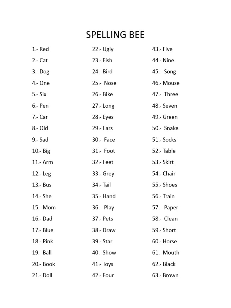 SPELLING BEE Level 1 | PDF