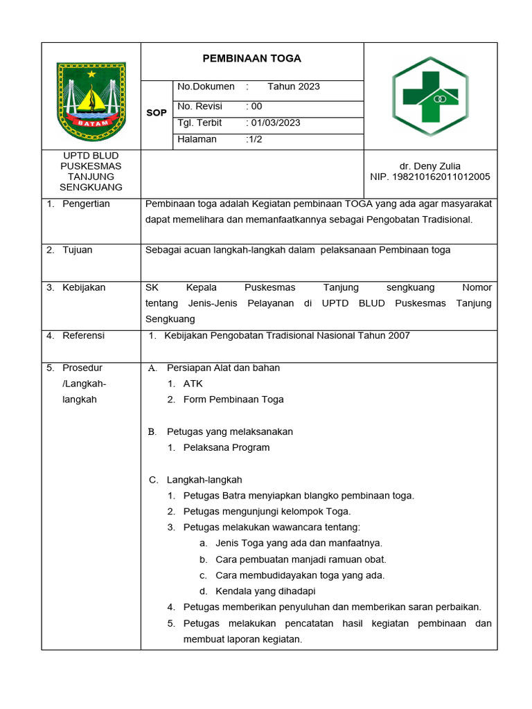 Sop Pembinaan Toga | PDF