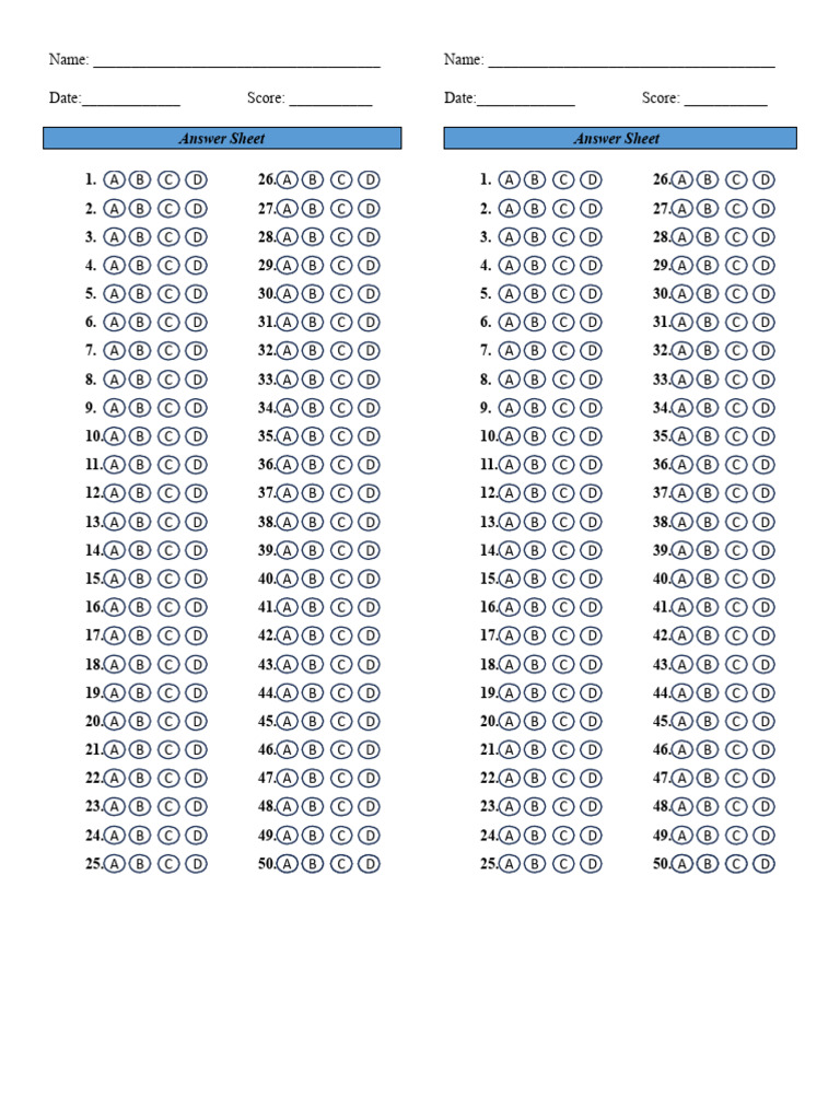 Answer Sheet.1 | PDF