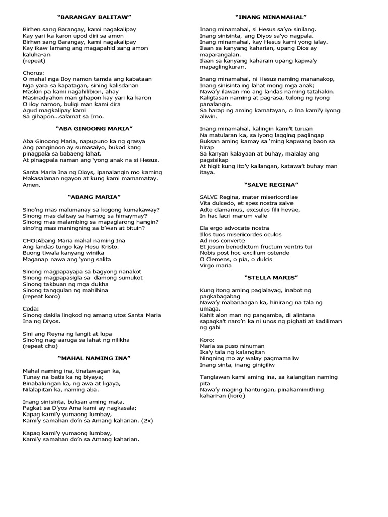 MARIAN SONGS | PDF