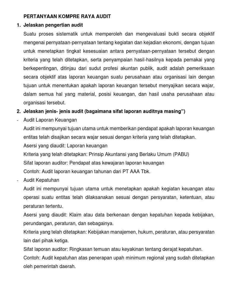 Kompre Audit | PDF | Bisnis